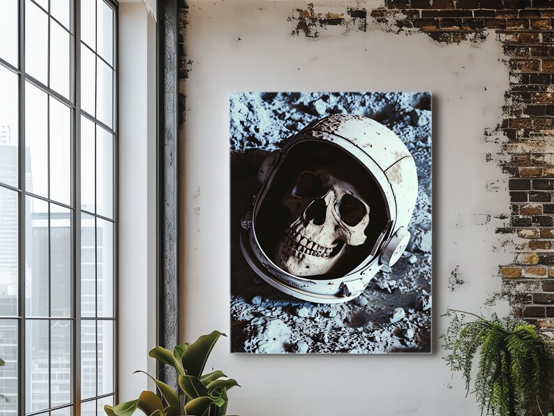 Astronaut Skull Helmet Space Horror Canvas Art Broken Space Helmet ...