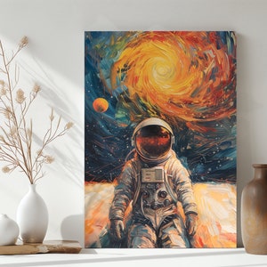 Space Art Astronaut on Moon Painting Cosmic LSD Poster Futuristic ...