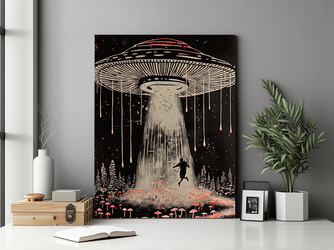 Magical Realism Flying Saucer Abduction Canvas Print Graphic Novel ...