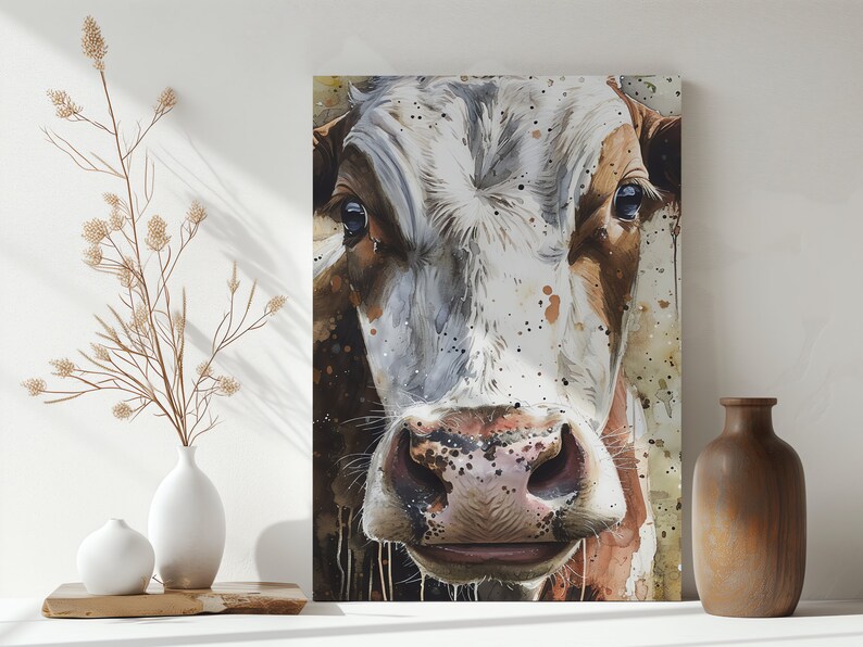 Brown and White Cow Artwork Airbrush Painting Photorealistic Detail ...