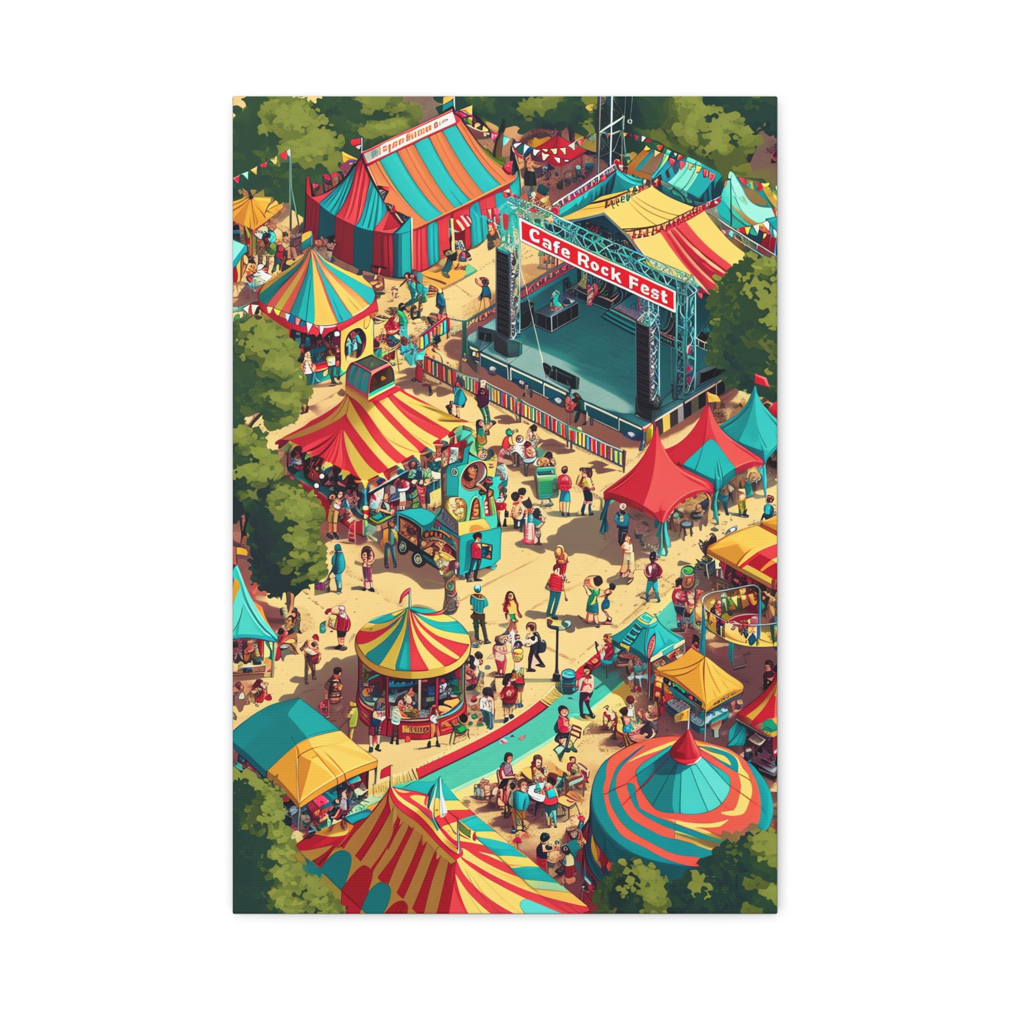 Carnival Crowd Canvas Storybook Isometric Art Hyper-detailed American ...