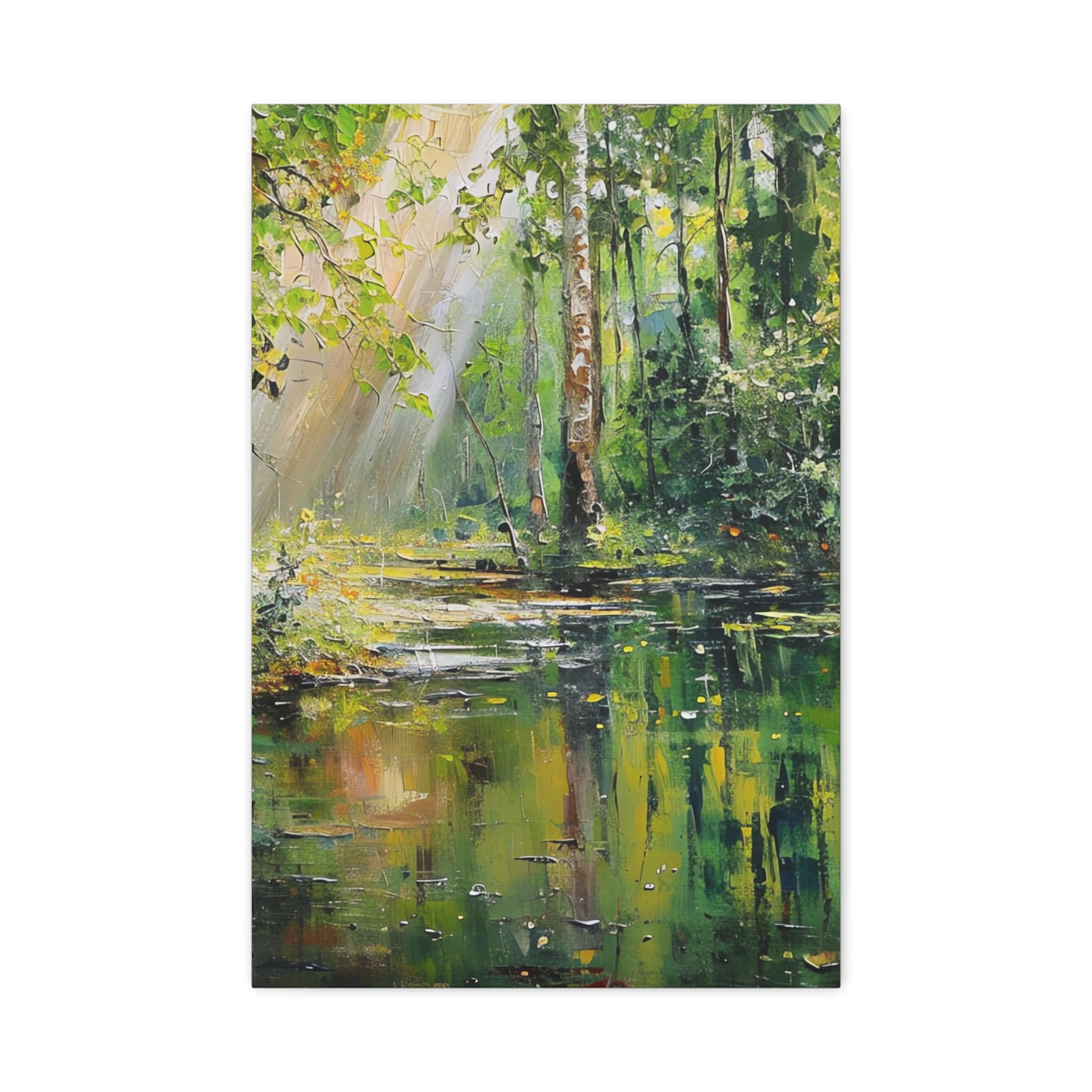 Forest River Art Impressionist Oil Painting Canvas Artwork Bright Hues ...