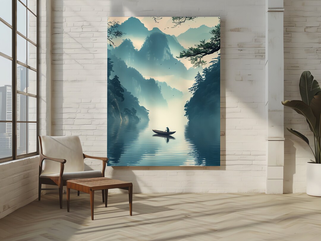 Zen Boat Ride Wu Wei Art Cloisonnism Style Tang Dynasty Inspired ...