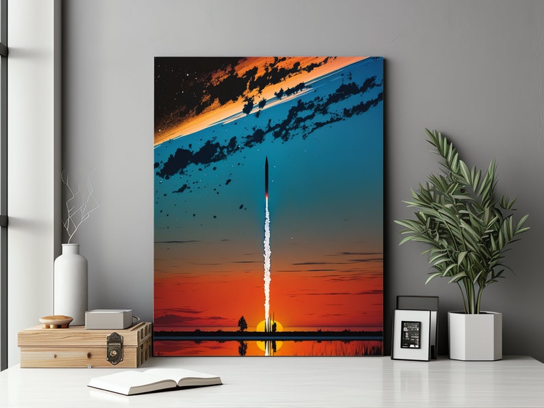 Rocket Launch at Dusk Hyper Realistic Space Art Cgsociety Style Sunset ...