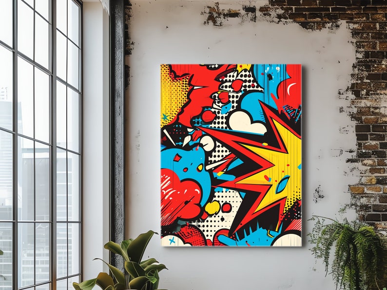 Pop Art Canvas Comic Book Cover Style Bright Color Wall Art Retro ...