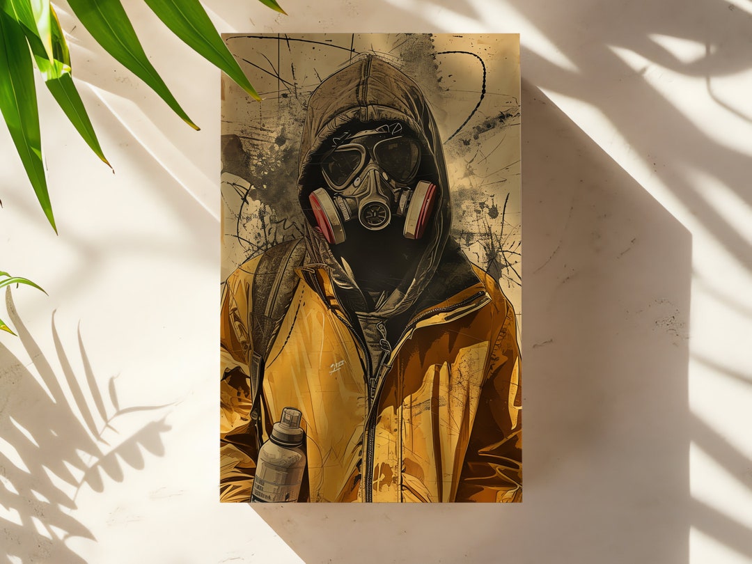 Apocalyptic Graffiti Canvas Gas Mask Street Art Nuclear Art Spray Can ...