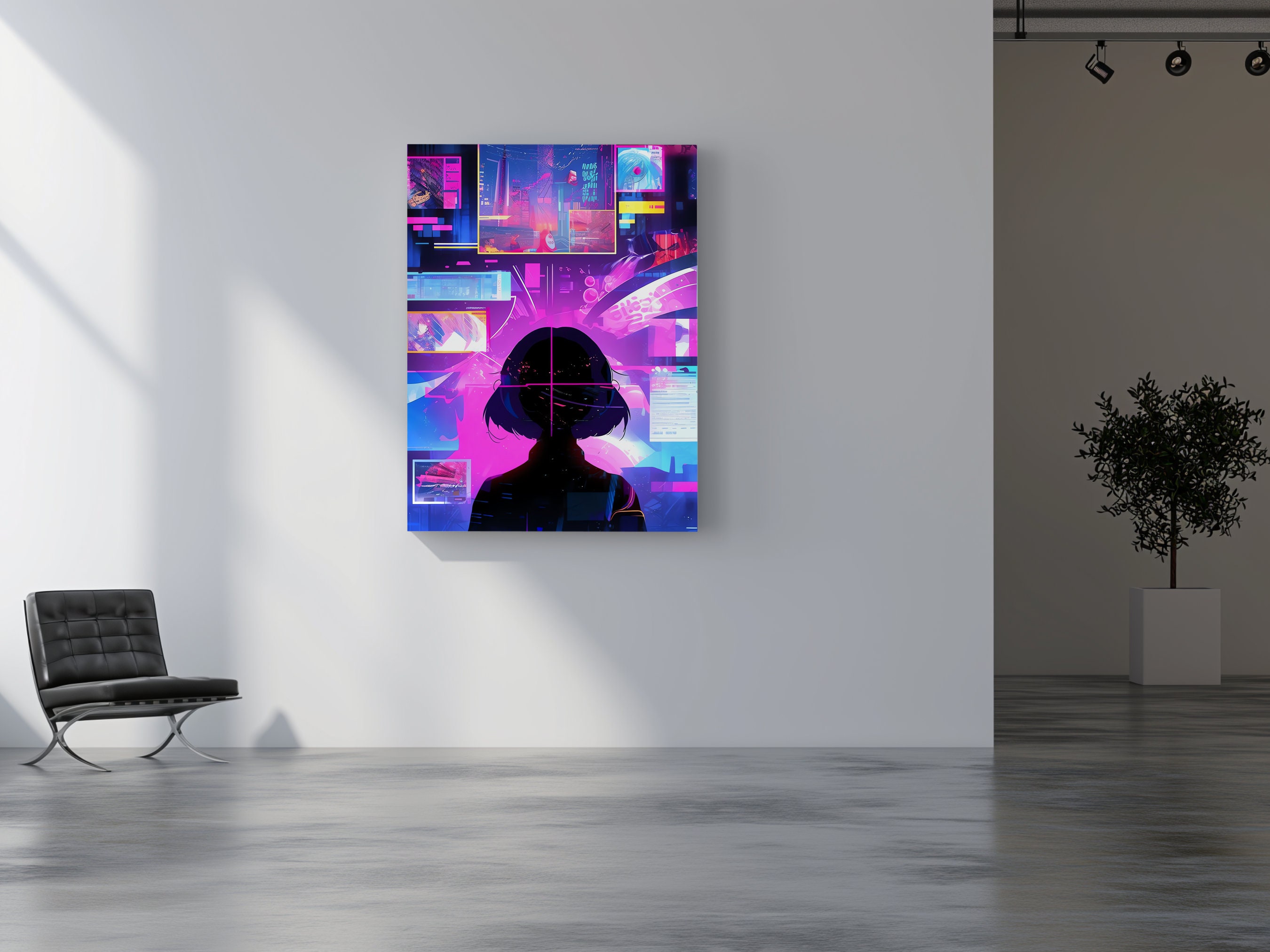 Cyberpunk Anime Art Modern Computer Art Canvas X4 X2 Cyberpunk Screens ...