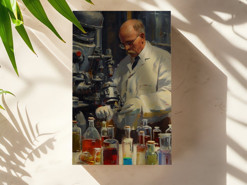 Ultrafine Detail Man in Laboratory Art Analytical Art Futuristic Lab ...