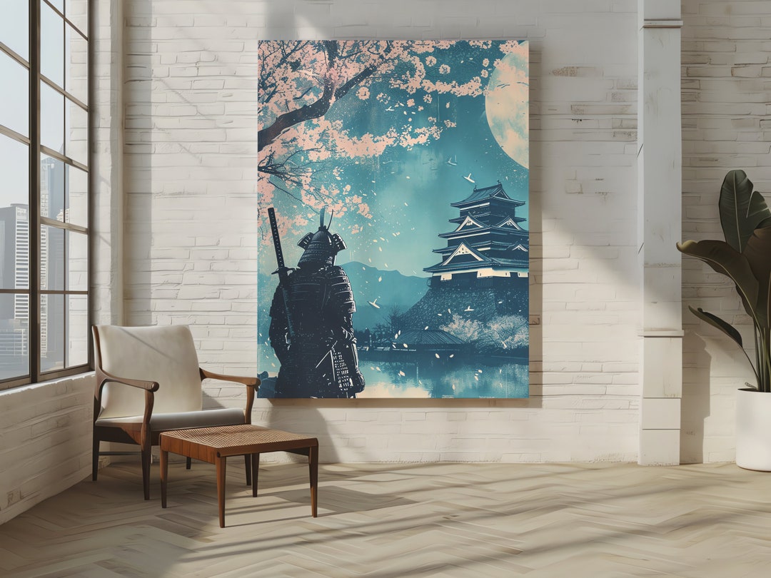 Feudal Japan Castle Samurai Sword Canvas Art Ukiyo-e Matte Painting ...