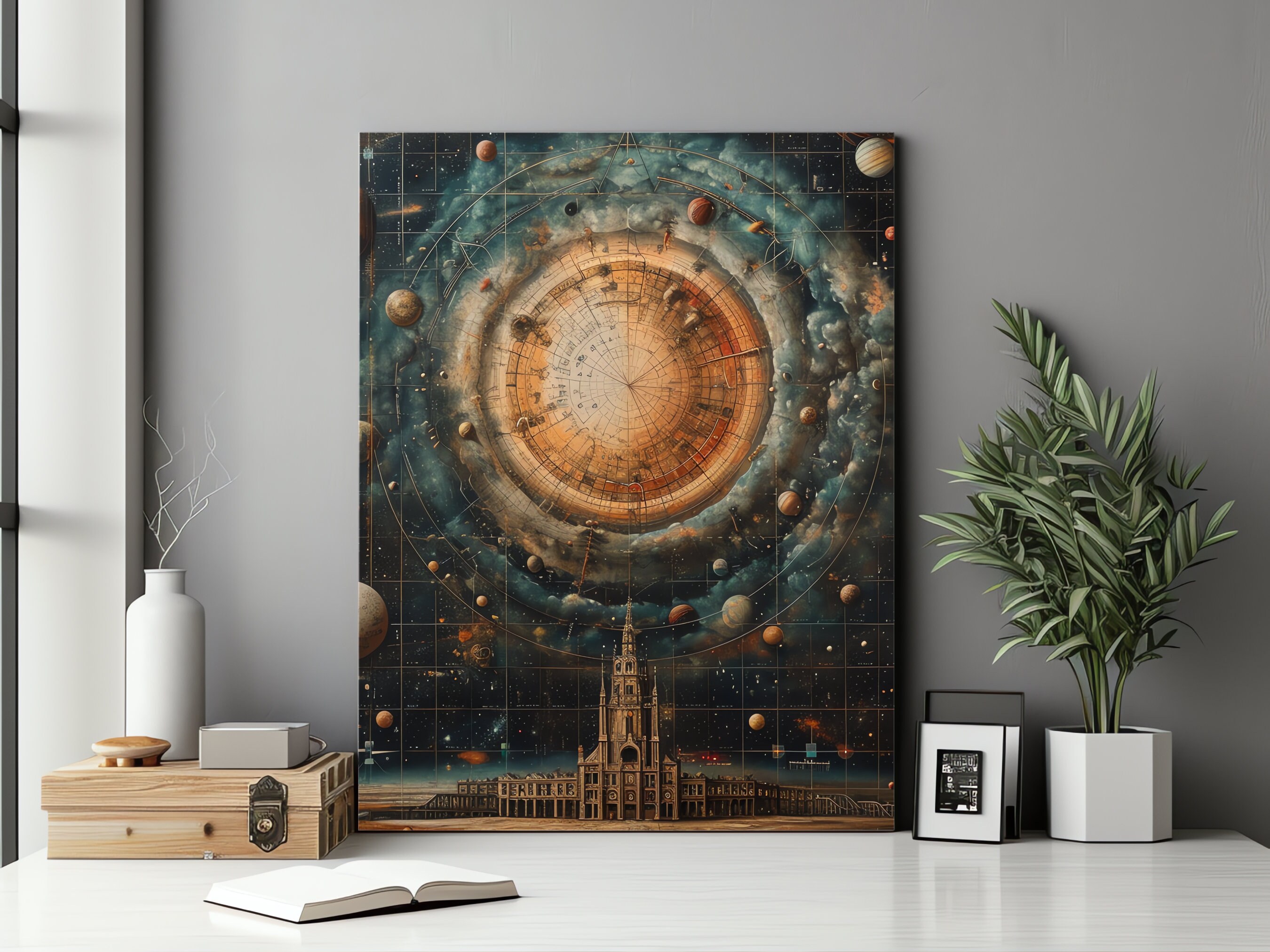 Solar System Map Detailed Space Art Cosmic Artwork Surreal Galaxy ...