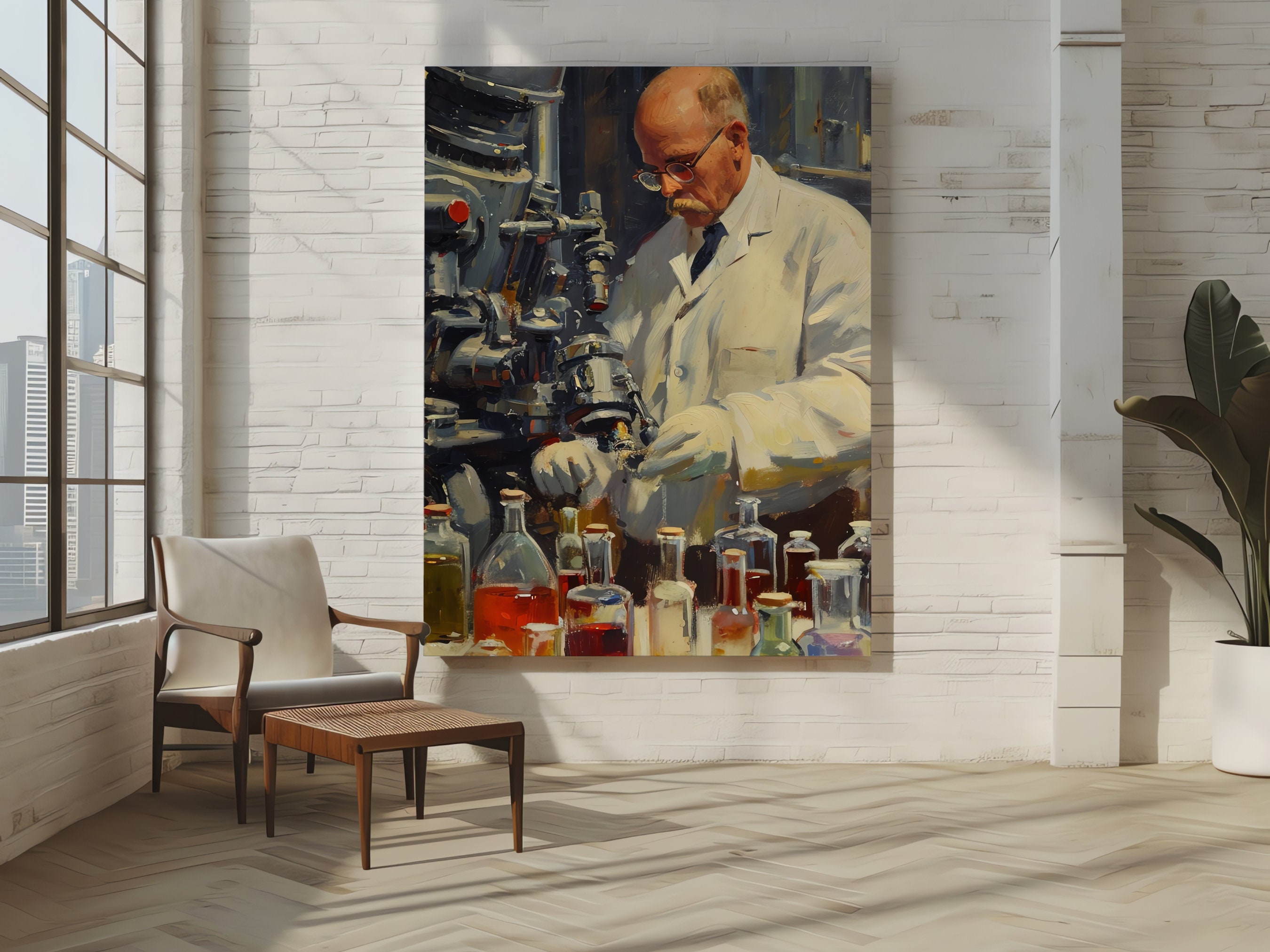 Ultrafine Detail Man in Laboratory Art Analytical Art Futuristic Lab ...