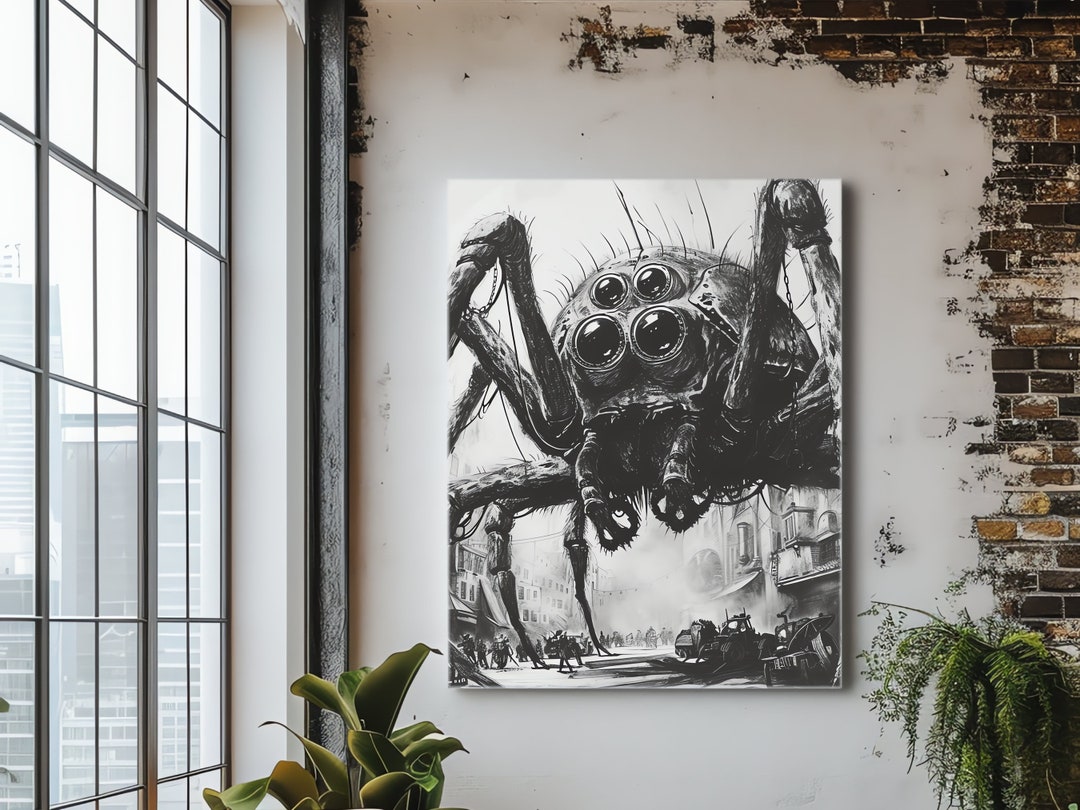 Giant Spider Print Black & White Canvas Altermodern Art Steampunk ...