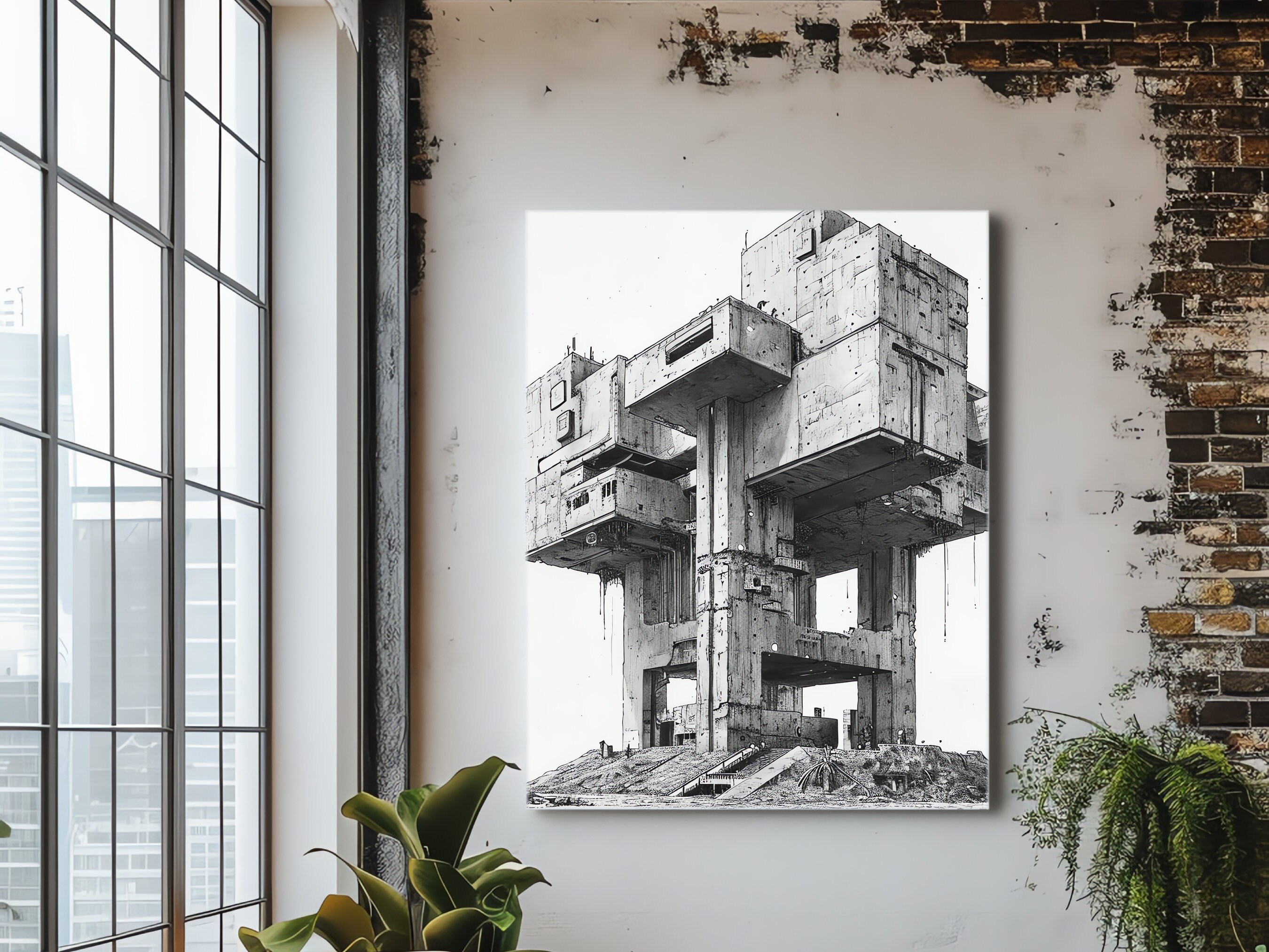 Monochrome Brutalist Architecture Concrete Structure Photo Futuristic ...