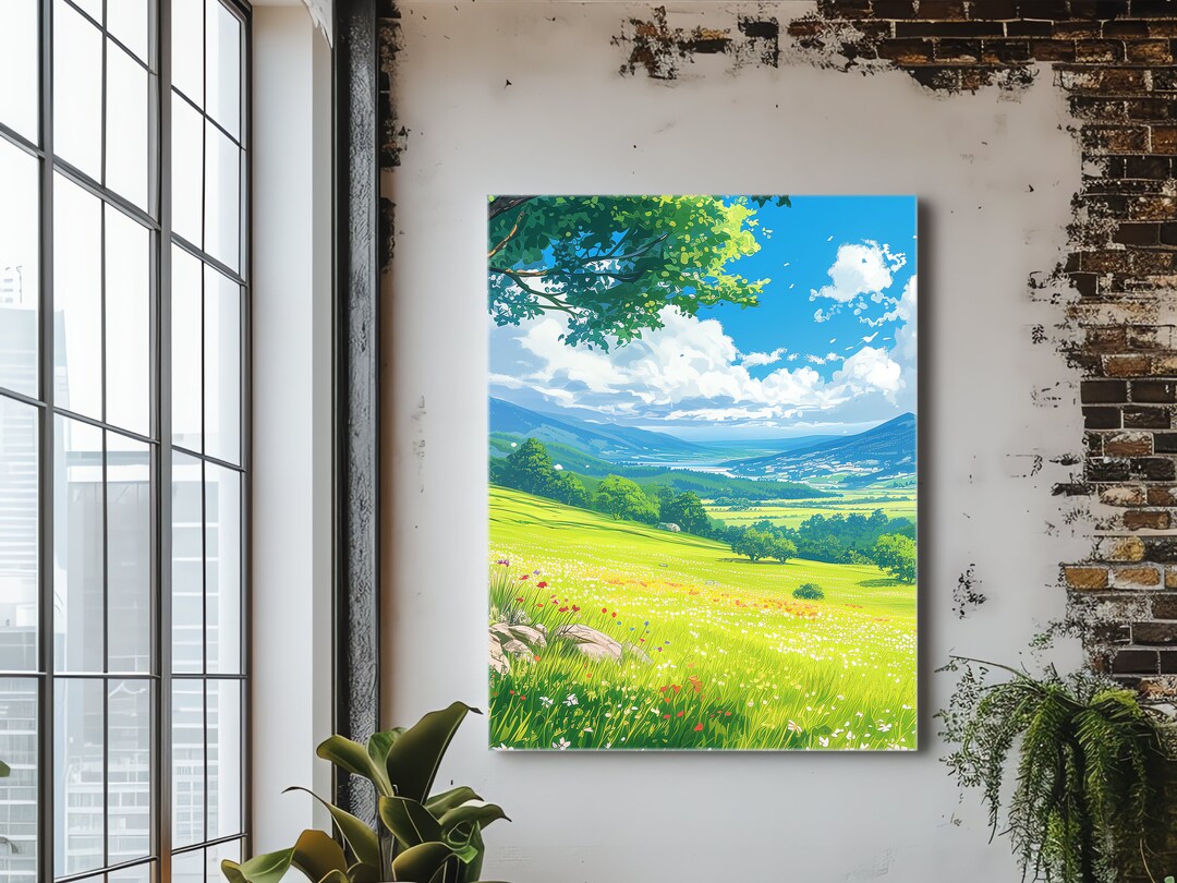 Anime Landscape Art Flower Field & Mountain Cgsociety Artist Matte ...