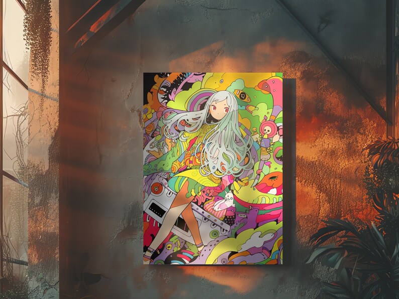 Colorful Dreamy Female Figure Poster Toyism-style Psychedelic Canvas ...