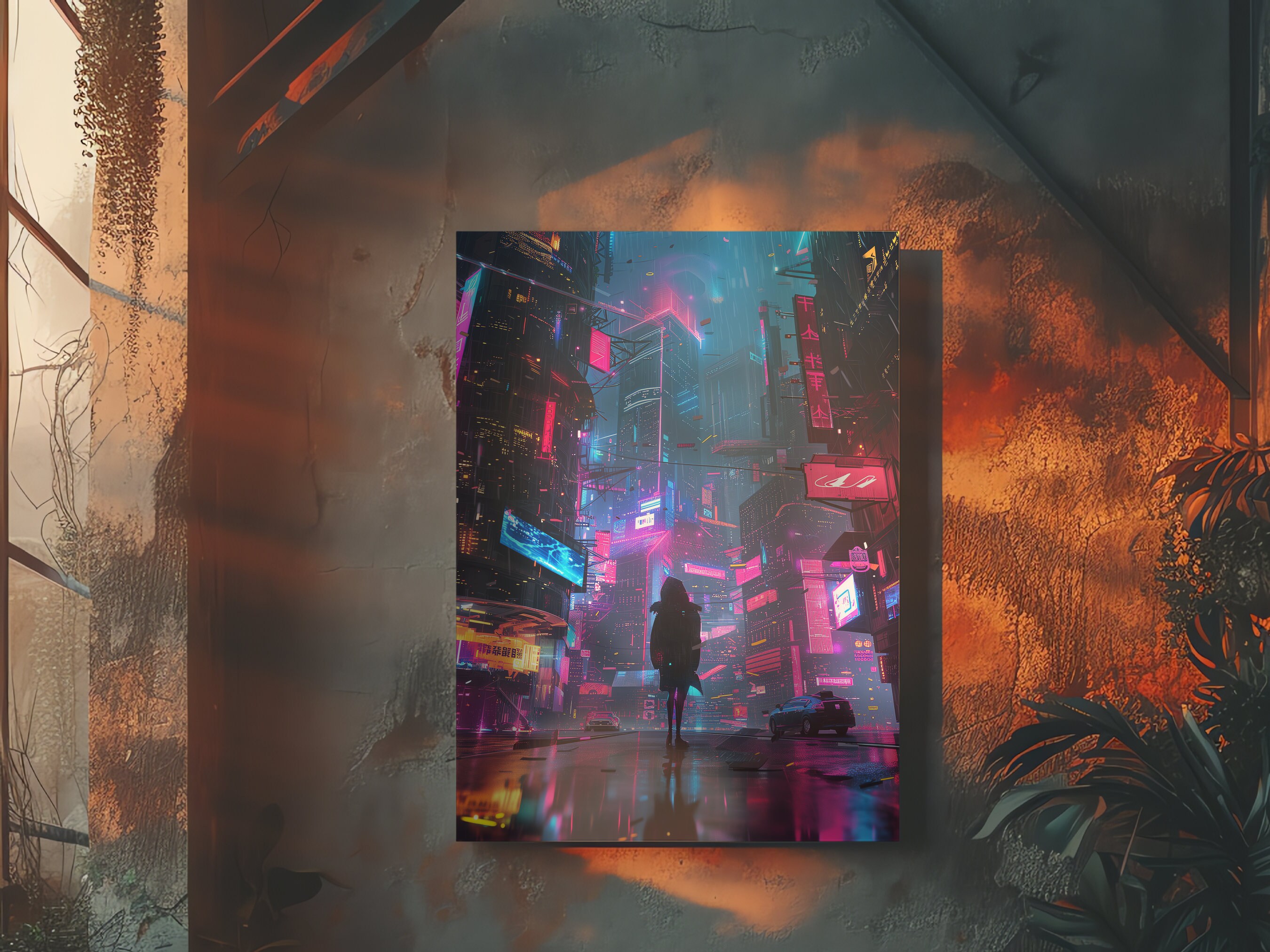 Cyberpunk Cityscape Retrofuturism Canvas Art Neon Night Scene Cgsociety ...