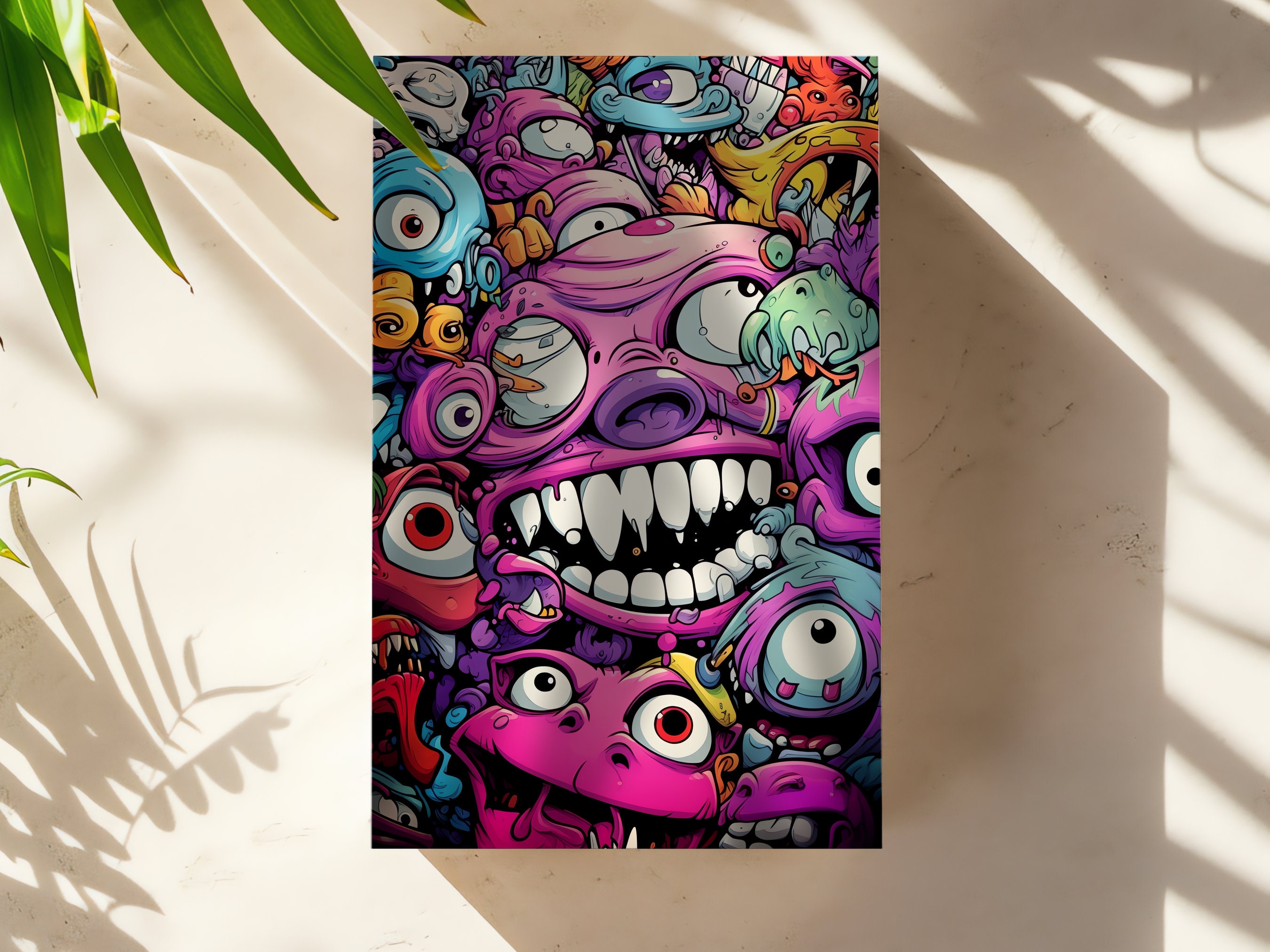 Colorful Cartoon Monster Graffiti Canvas Pop Surrealism Art Scary ...