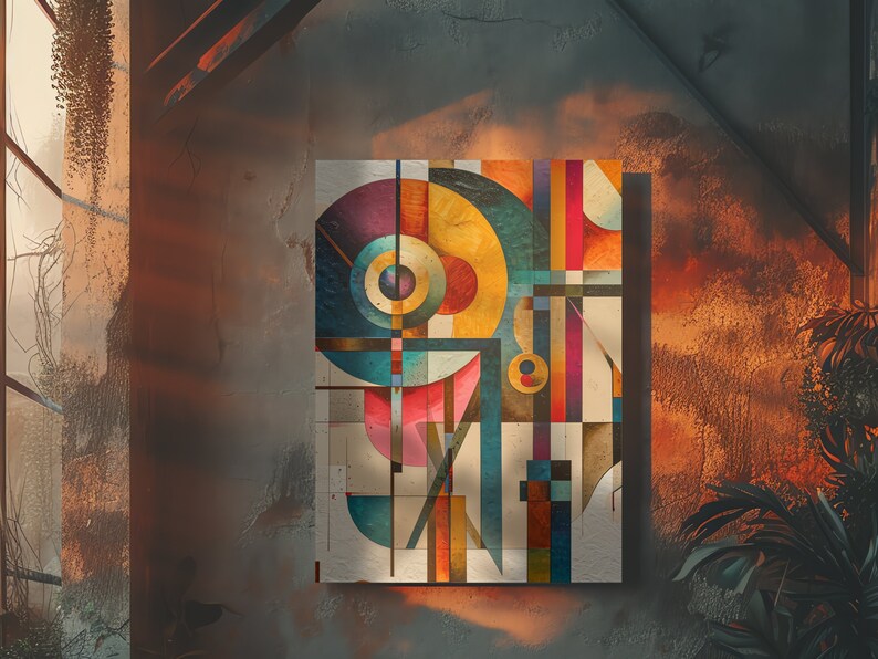 Abstract Geometric Canvas Award-winning Art Cubist Display Modern Wall ...