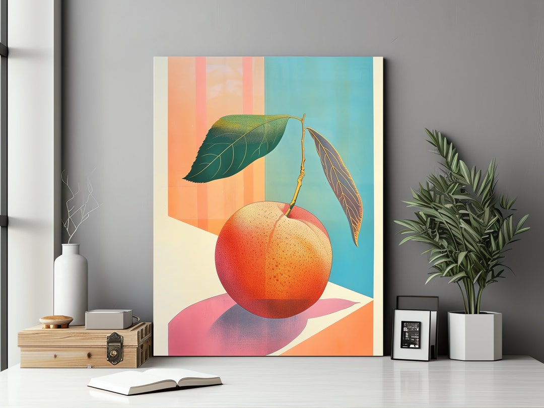 Retrofuturism Peach & Leaf 1970s Poster Risograph Art Print Award ...
