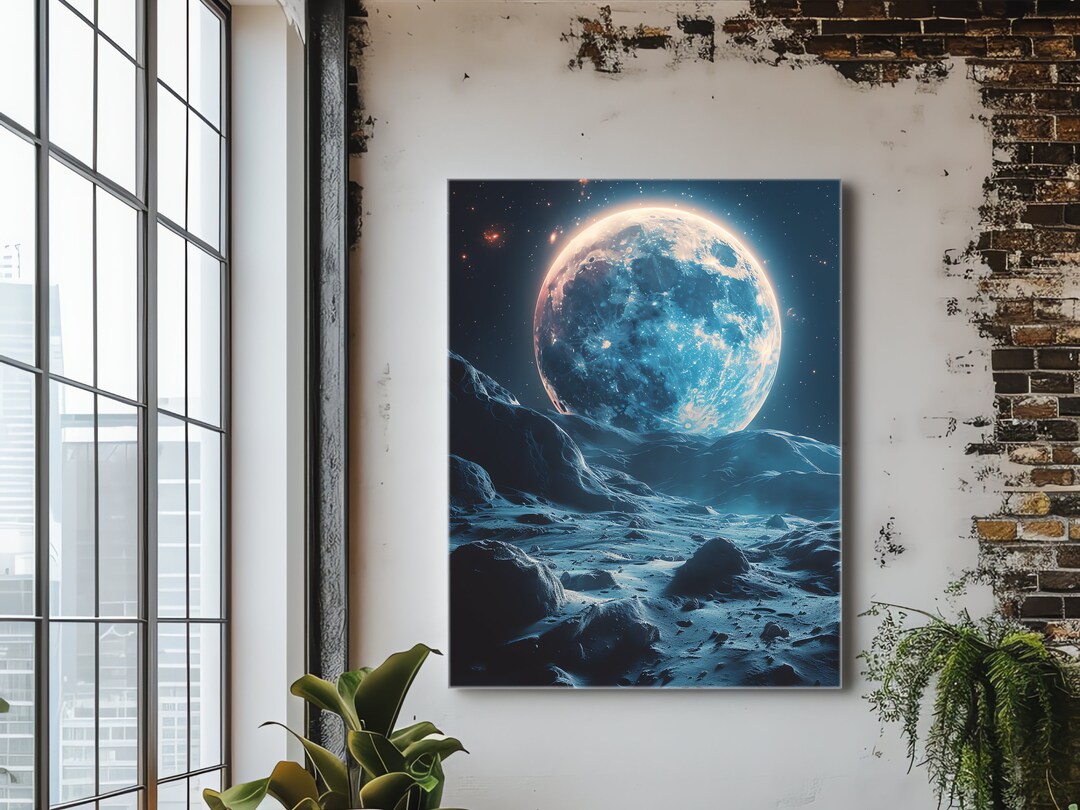 3D Moon Surface Print Space Art Canvas Lunar Landscape Art Astral ...