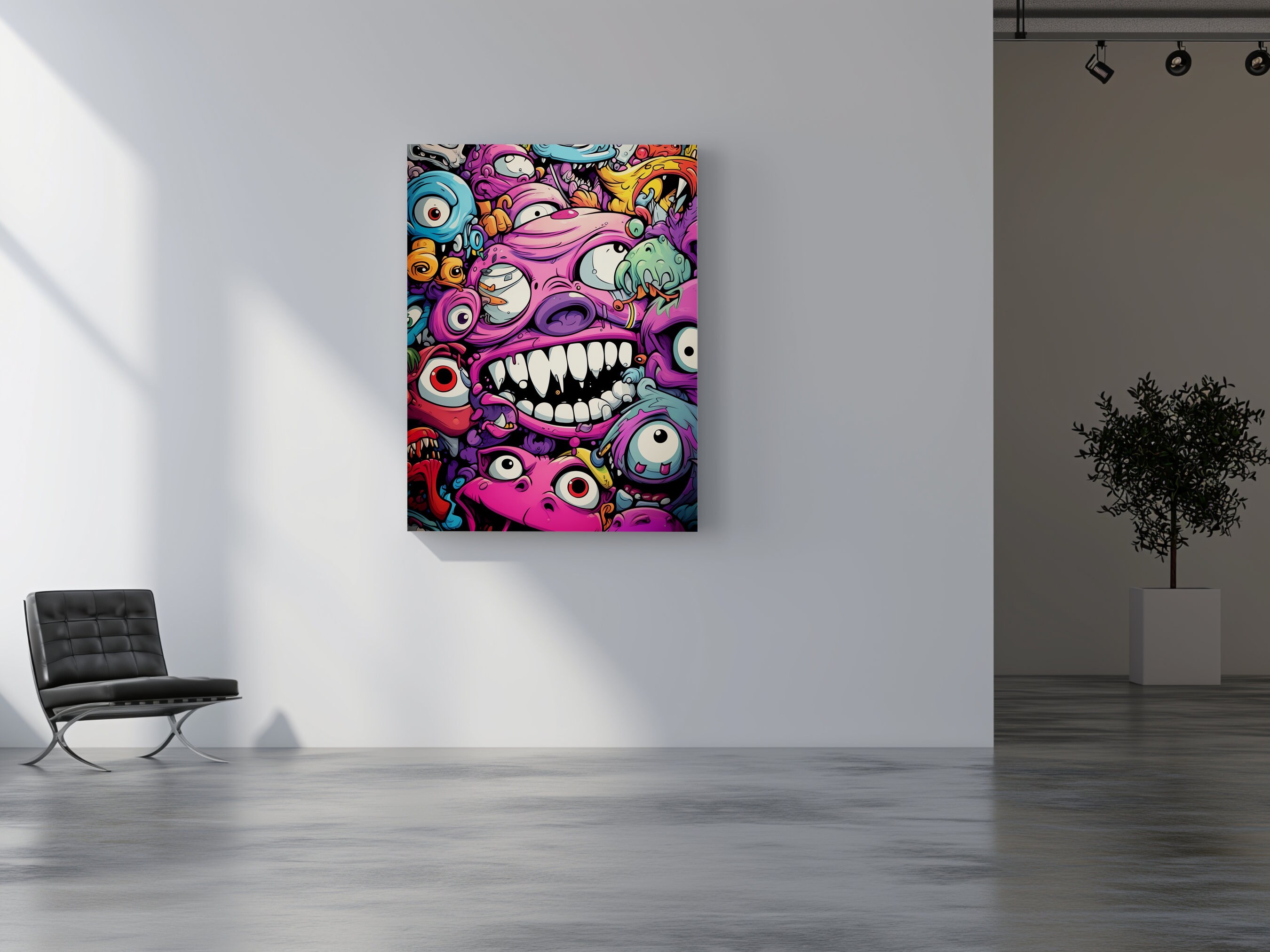 Colorful Cartoon Monster Graffiti Canvas Pop Surrealism Art Scary ...