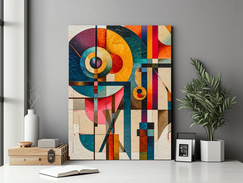 Abstract Geometric Canvas Award-winning Art Cubist Display Modern Wall ...