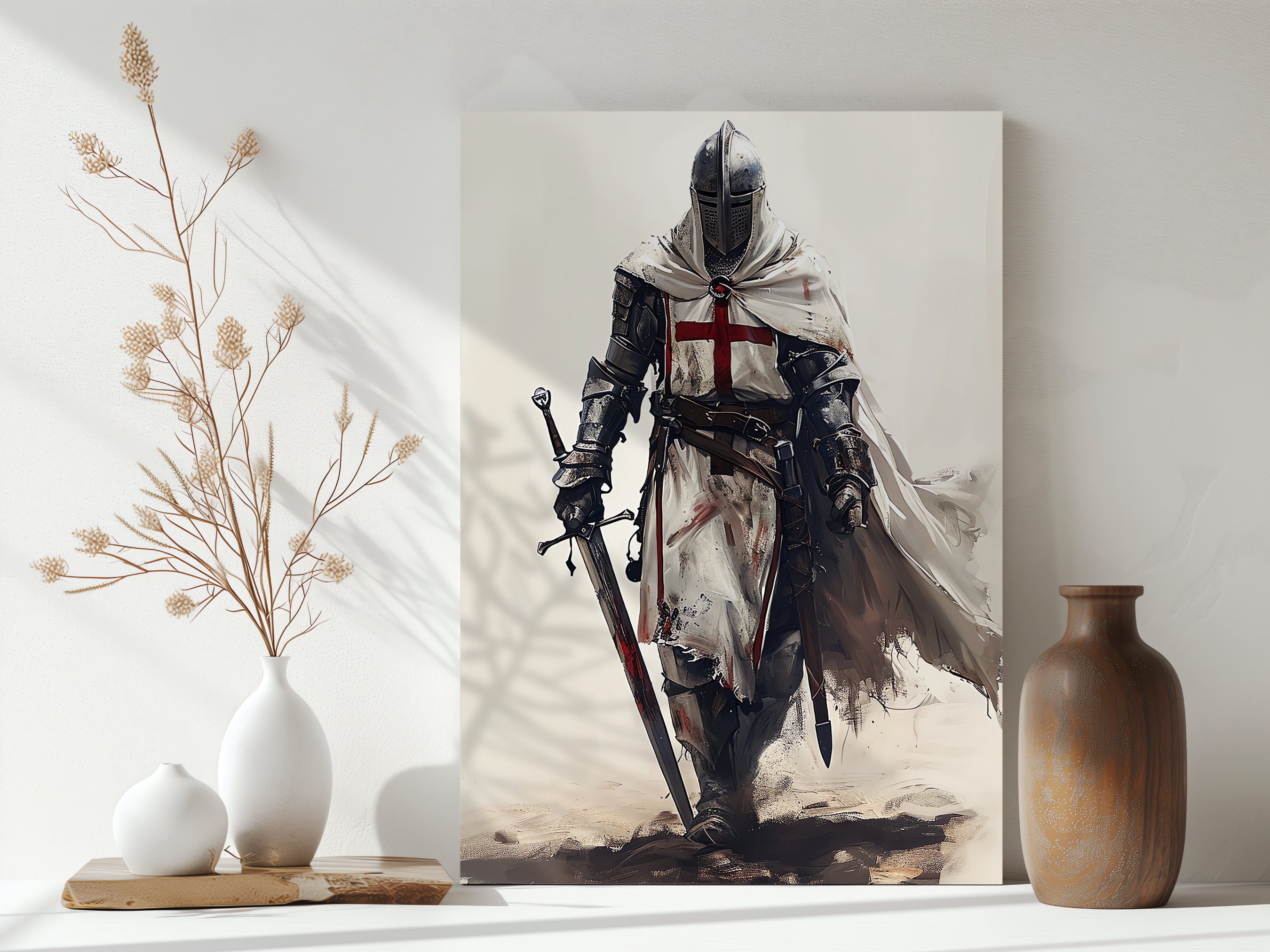 Medieval Crusader Knight Holy Sword Art Canvas Painting Cgsociety ...