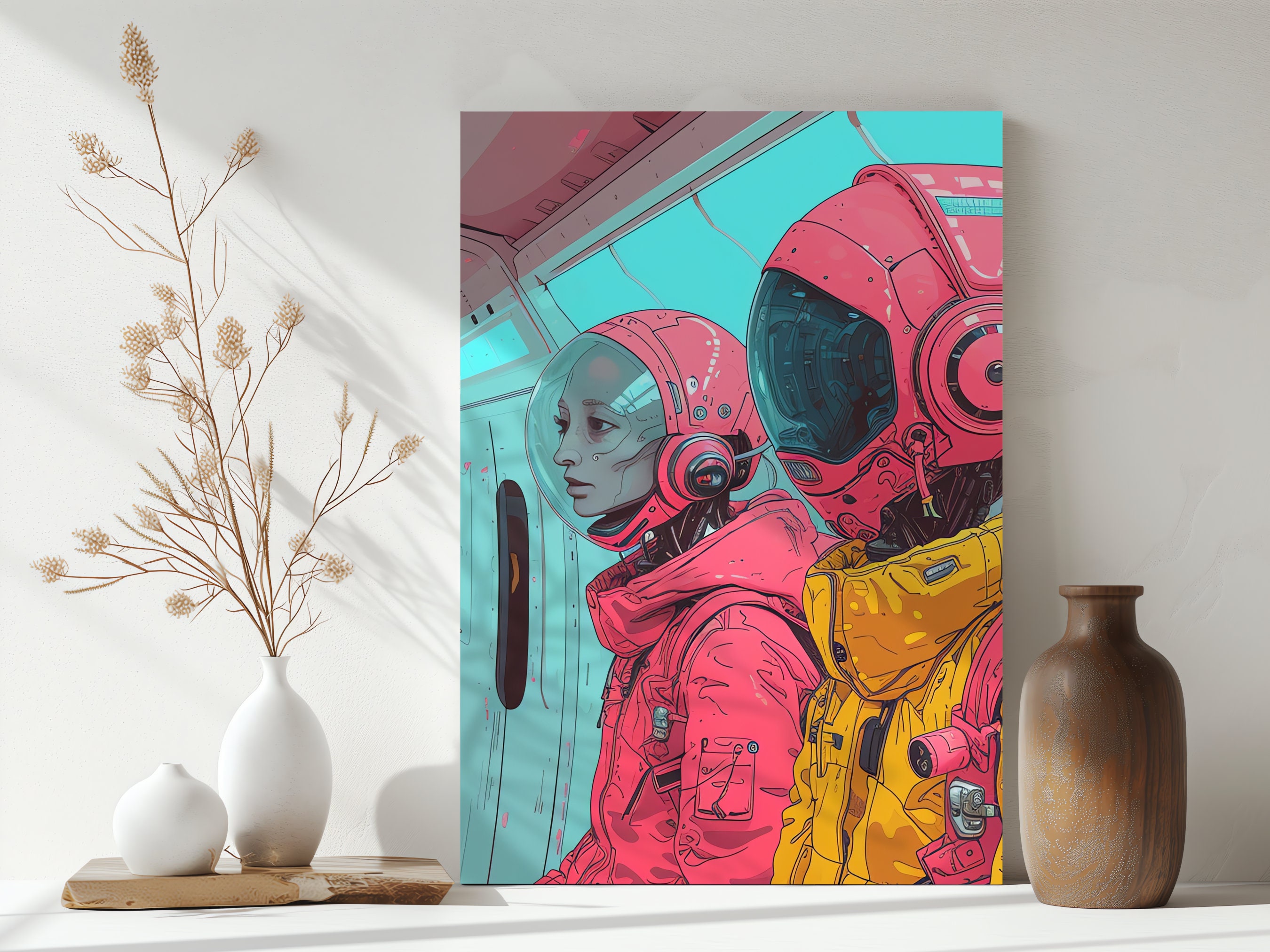 Cyberpunk Space Suits Art Retrofuturism Canvas Sci-fi Decor Android ...