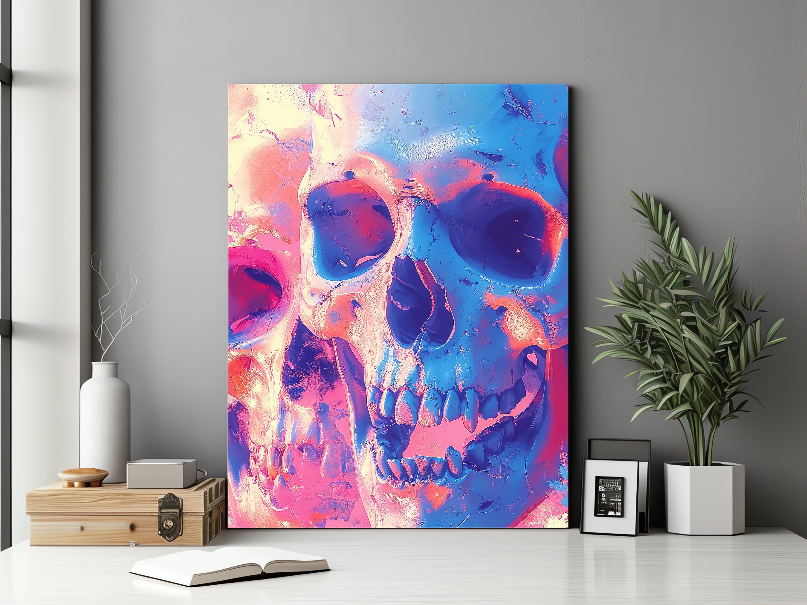 3D Rendered Morphing Skulls Canvas Intricate Generative Art 8K Detail, Chilling Color Palette ...