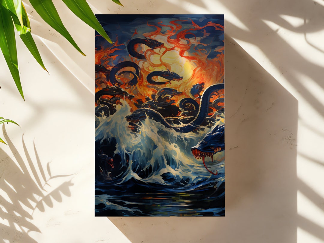 Ocean Serpent Canvas Art Detailed Psychedelic Illustration Norse ...