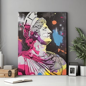 Neon Roman Woman Crown Canvas Ultrafine Detail Artwork Trending on ...