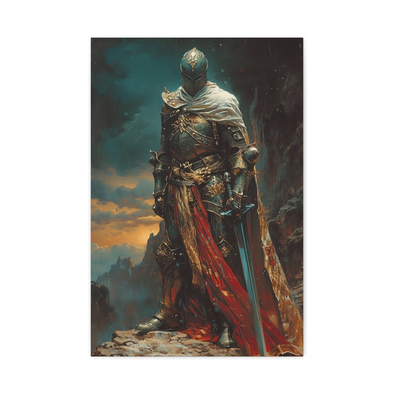 Fantasy Knight Sword Canvas Medieval Warrior Art Fine Art by Contest ...