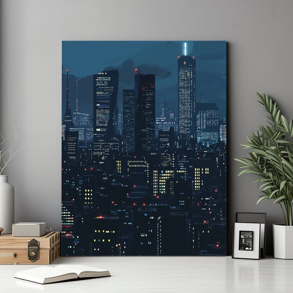 Anime Inspired Canvas Art Long Hair Hologram Retro 80s OVA Style Space ...