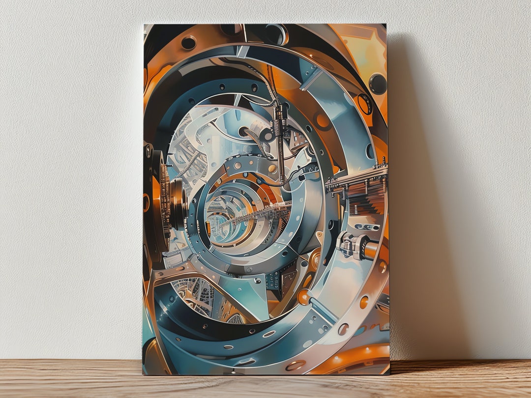 Ultrafine Retrofuturistic Oil Painting Hyper Detailed Clock in Building ...