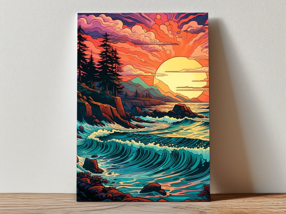 Psychedelic Sunset Artwork Ultrafine Detail Water Body Scene Award ...