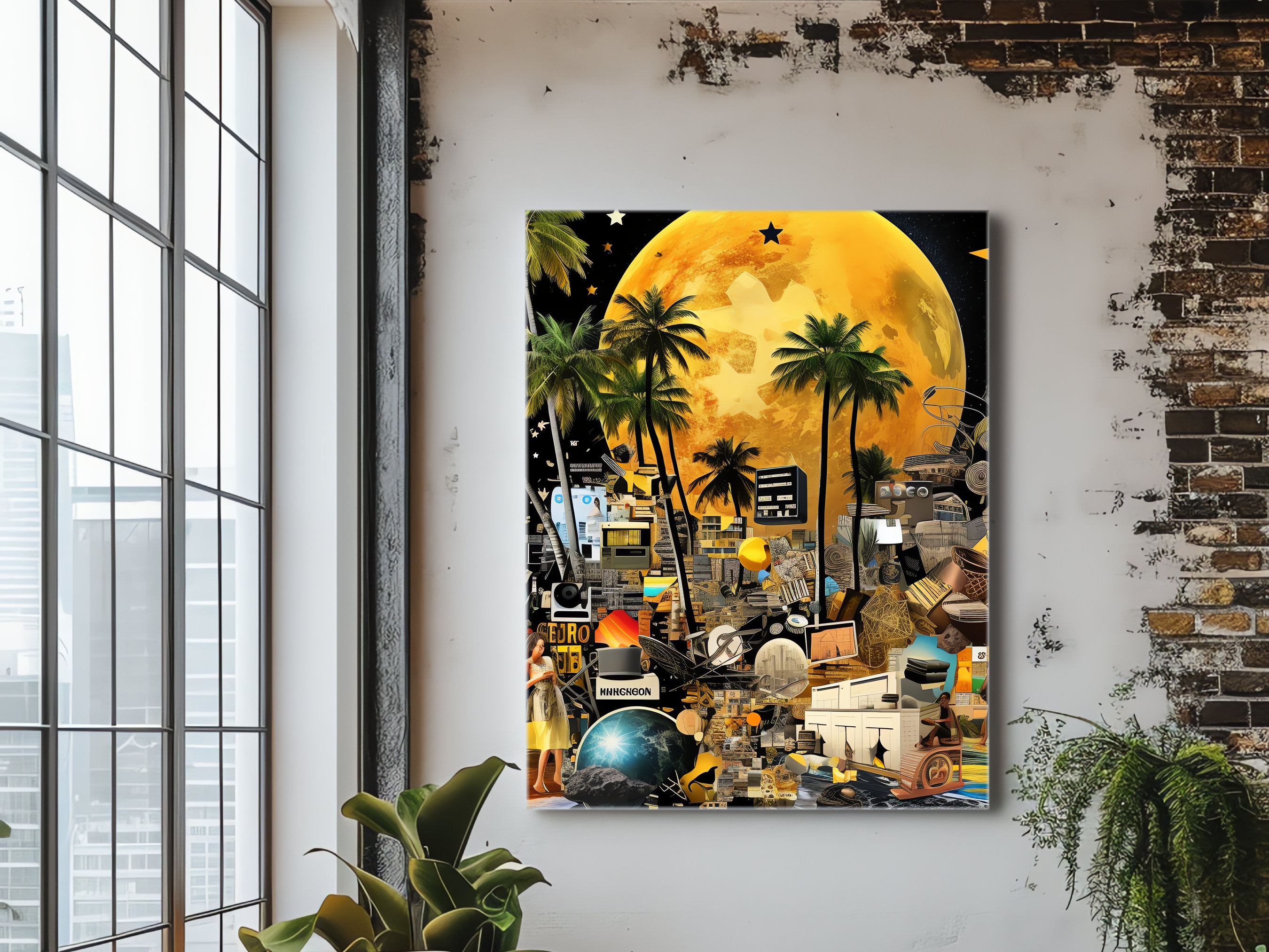 Maximalist Magazine Collage Poster Full Moon Artwork Typographic Style ...