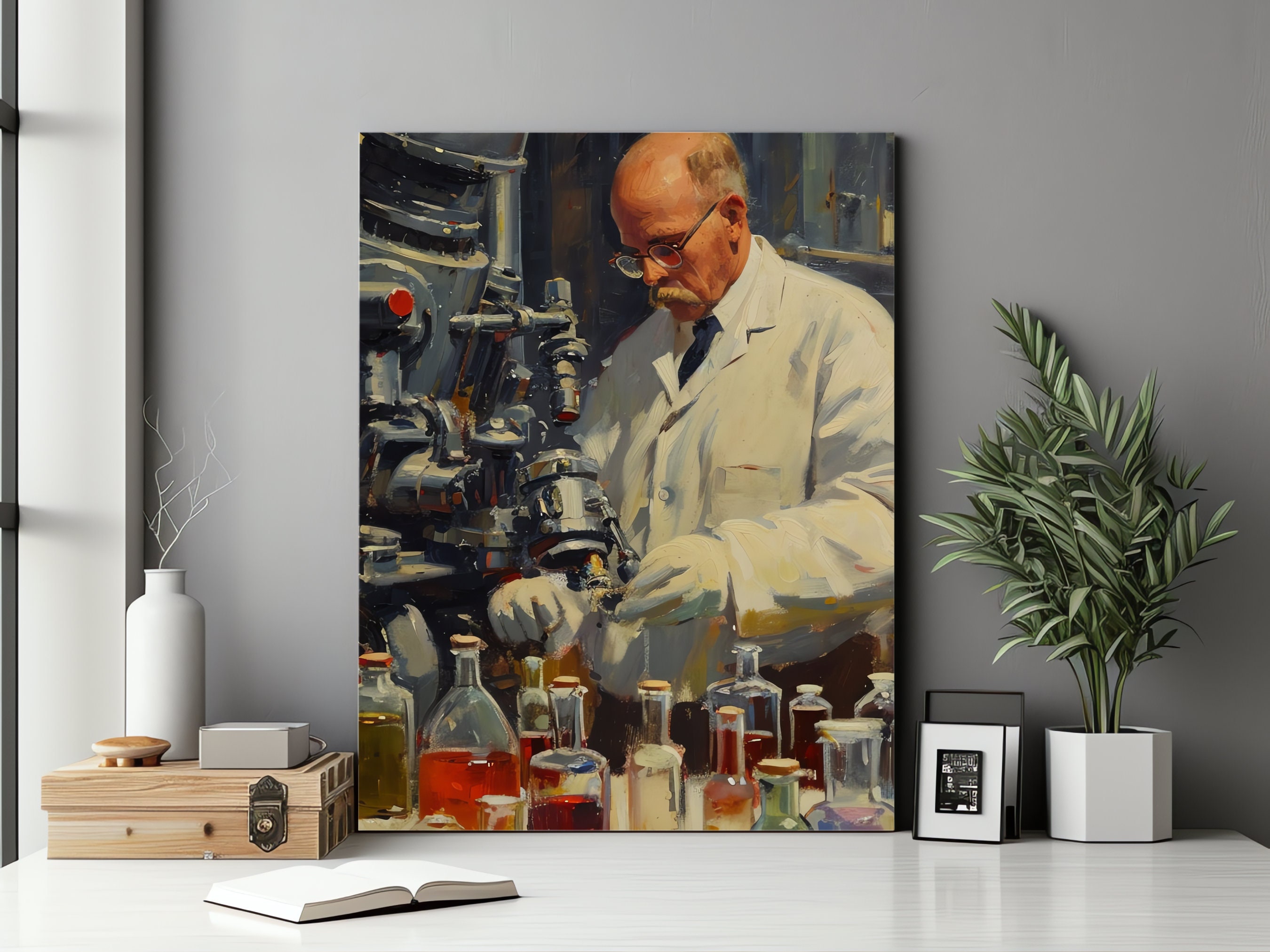 Ultrafine Detail Man in Laboratory Art Analytical Art Futuristic Lab ...