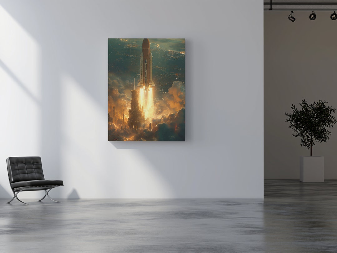 Space Shuttle Launch Sky Matte Painting Cgsociety Inspired Wall Decor ...