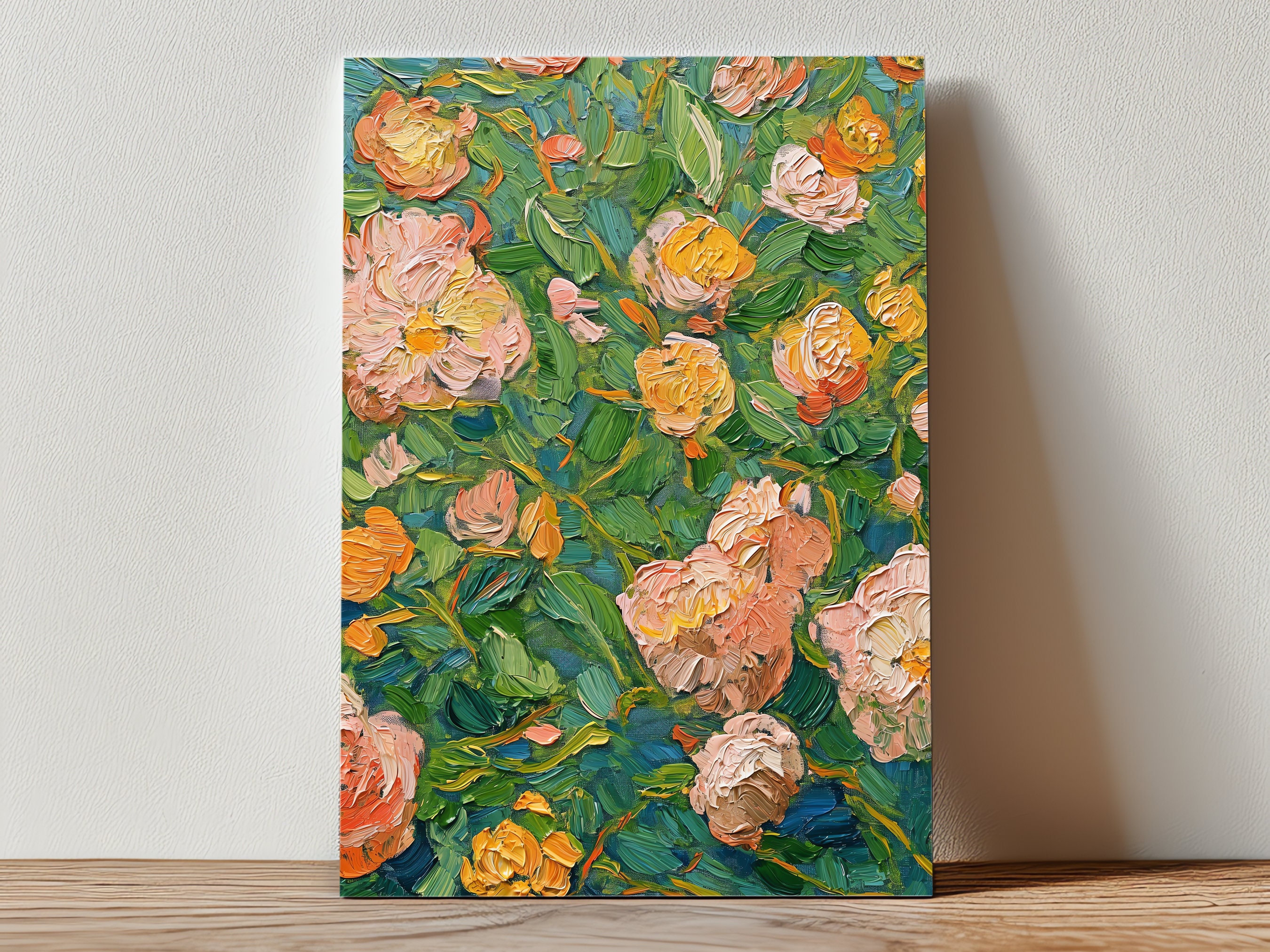 Pink & Yellow Floral Art Van Gogh Inspired Post-impressionism Detailed ...