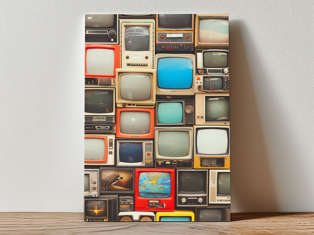 Vintage TV Stack Canvas Art Retro Video Array CRT Televisions Old ...