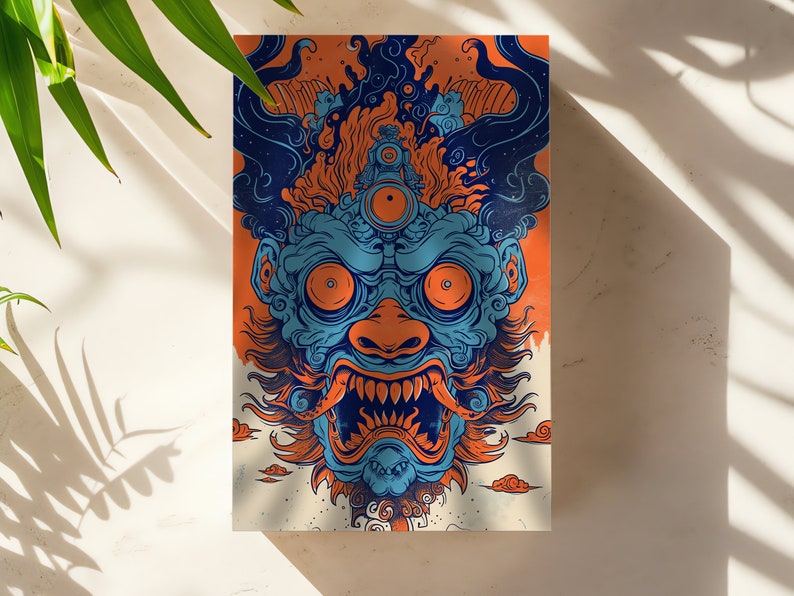 Psychedelic Demon Imagery Surreal Art Poster Abstract Canvas Art ...