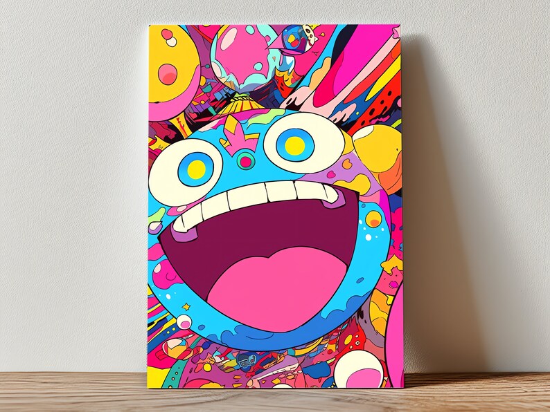 Vibrant Cartoon Canvas Art Maximalism Poster Inspired by Gumball ...