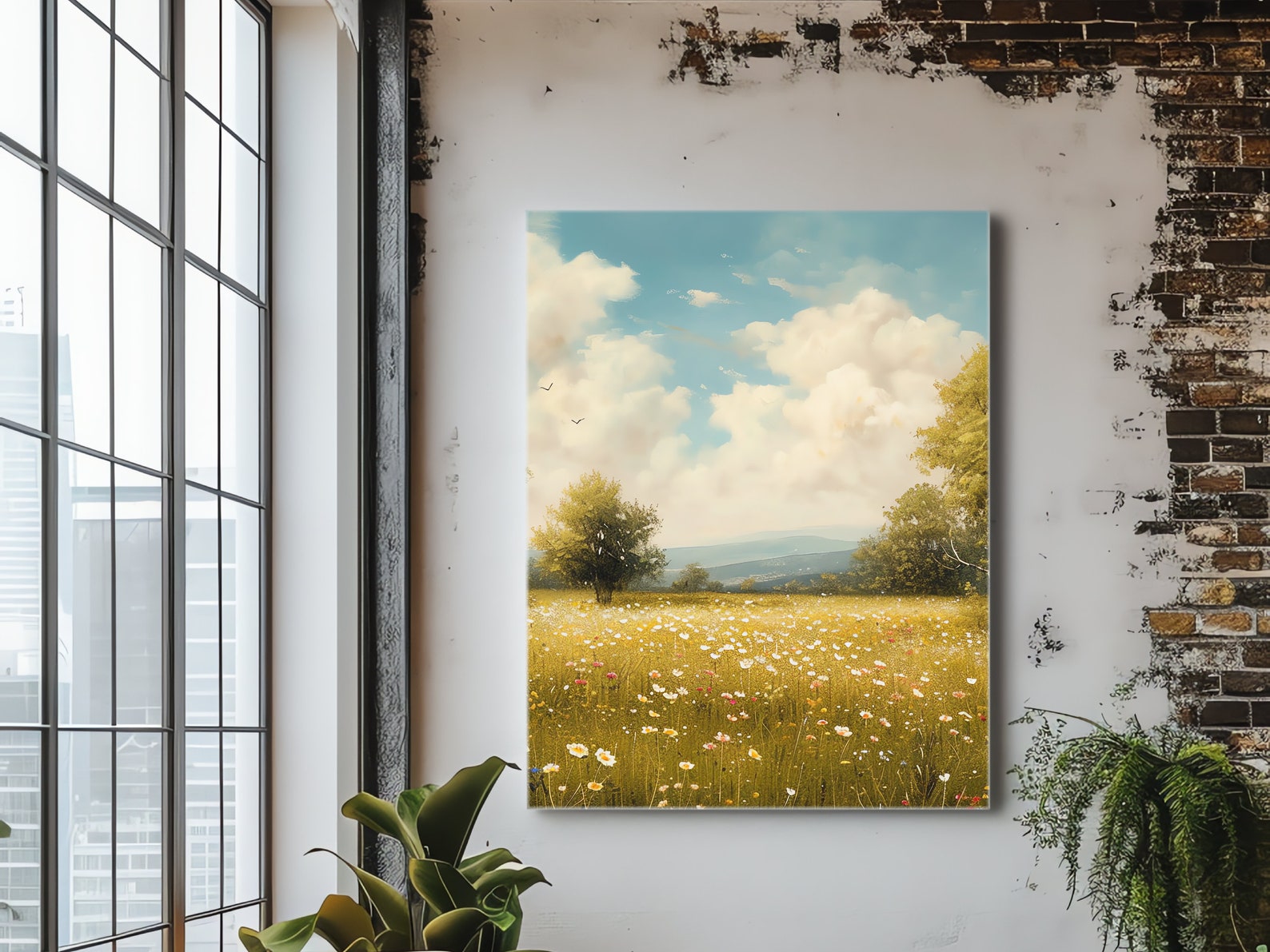 Wildflower Meadow Art Detailed Matte Painting American Scene Canvas ...