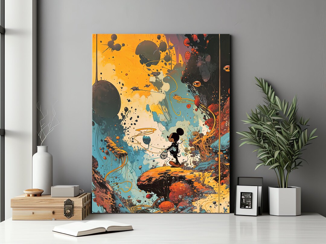 Mickey Mouse Cliff Scene Space Art Contest Winner's Canvas Retro ...