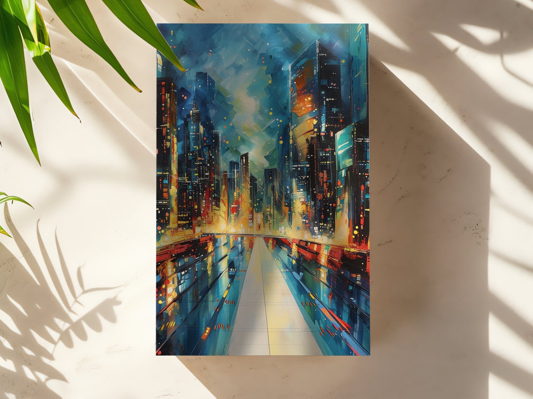 Urban Nightscape Canvas Ultrafine Detail Art Cubo-futurism Inspired ...
