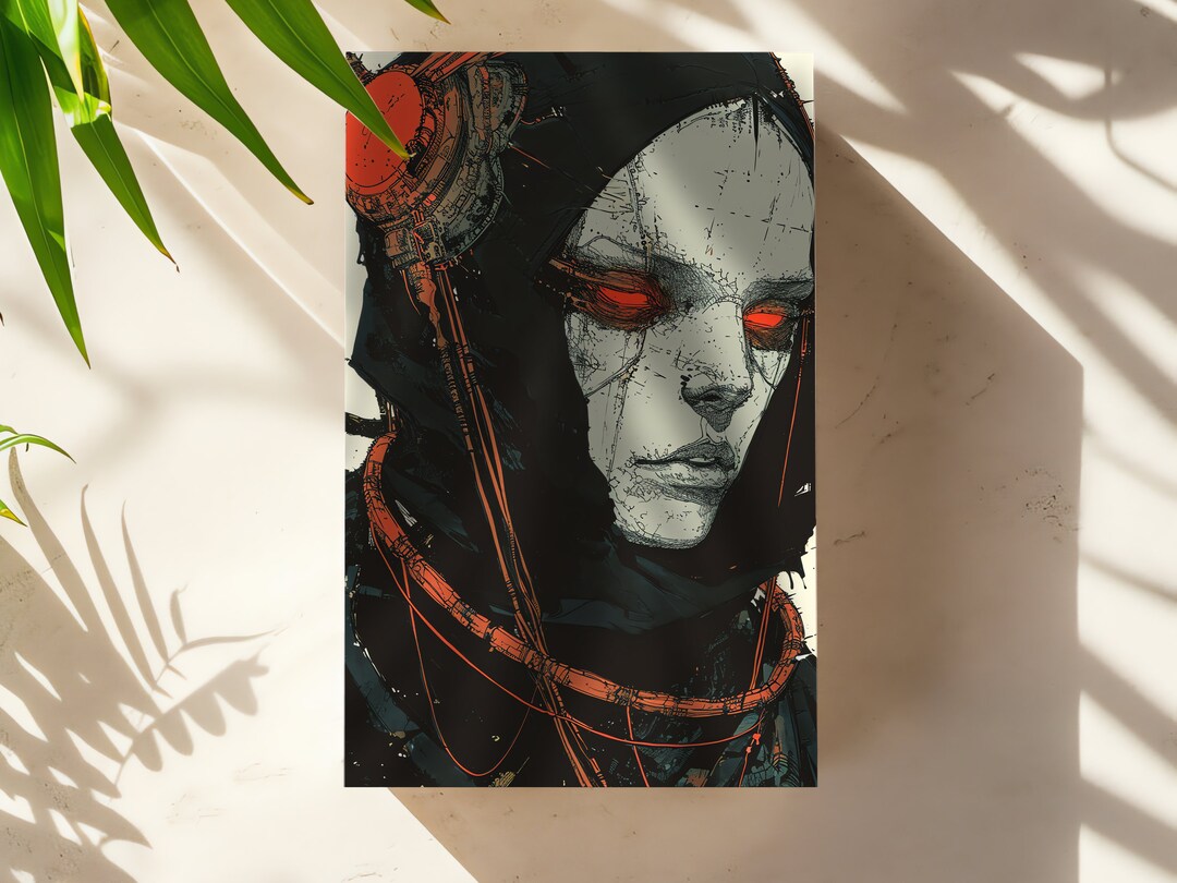 Cyberpunk Red-eyed Cyborg Futuristic Canvas Reimagined Portraits ...
