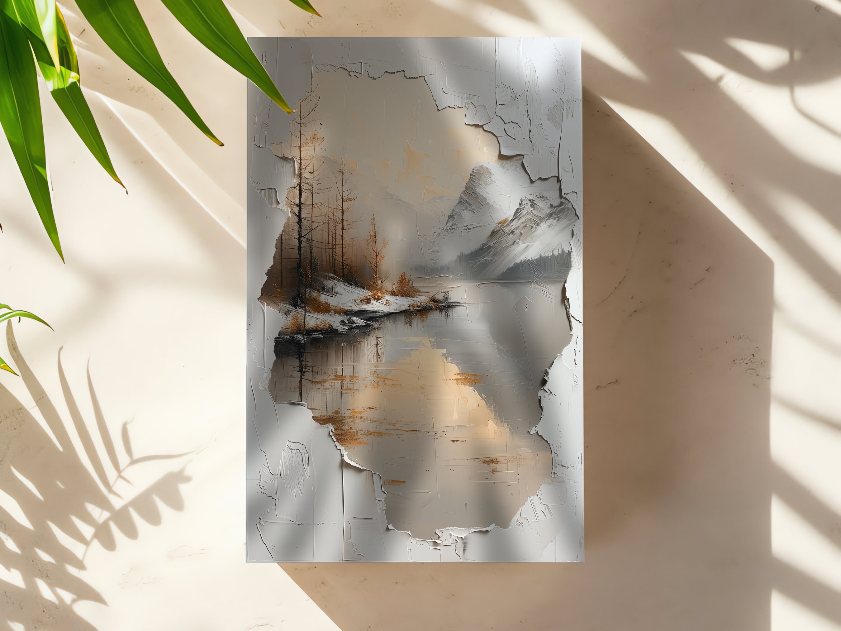 Minimalist Lake & Mountain Art UHD 4K Canvas Smooth Oil Painting Auto ...