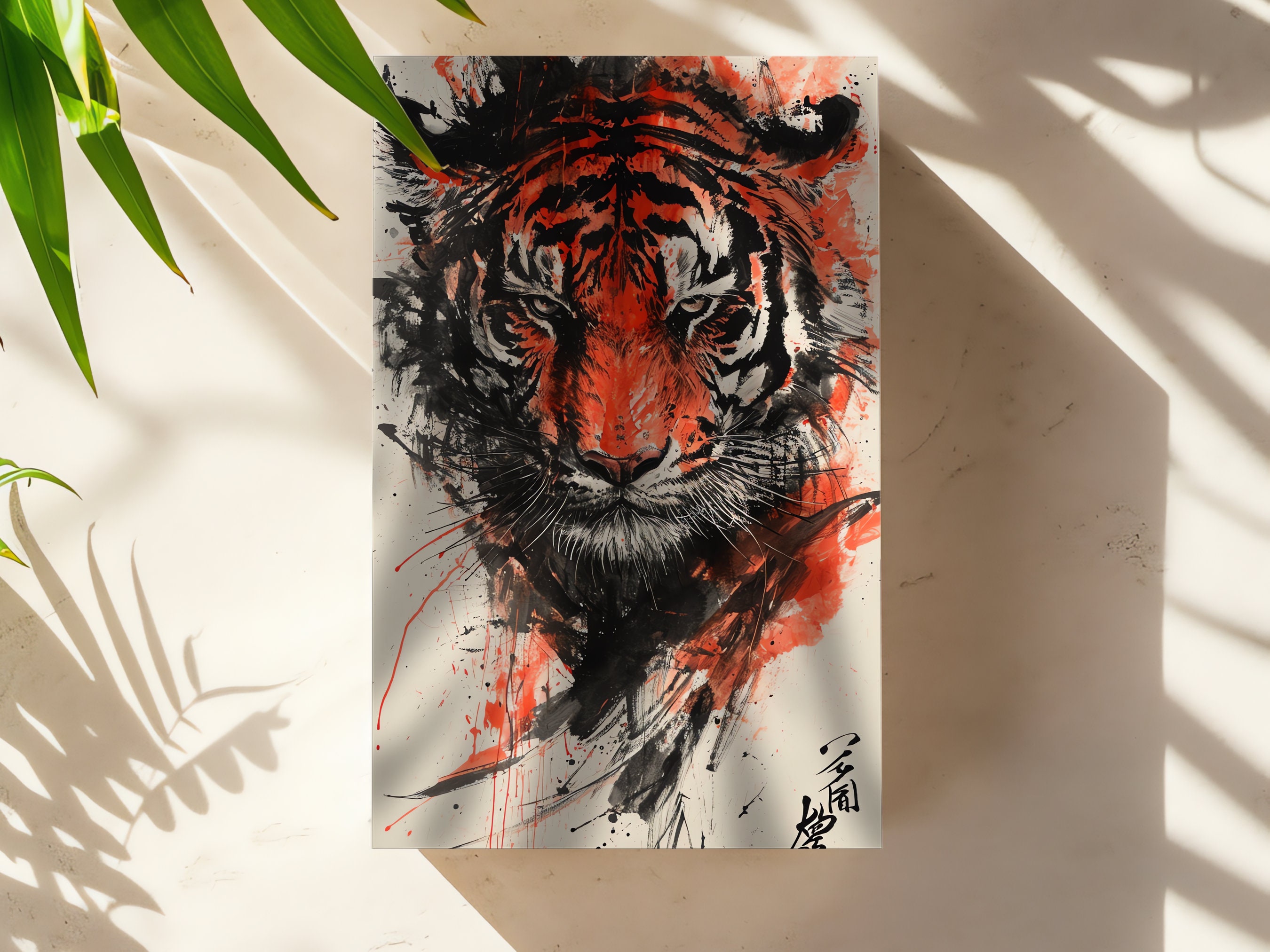 Close-up Tiger Airbrush Art Auto-destructive Canvas Sacred Animal ...