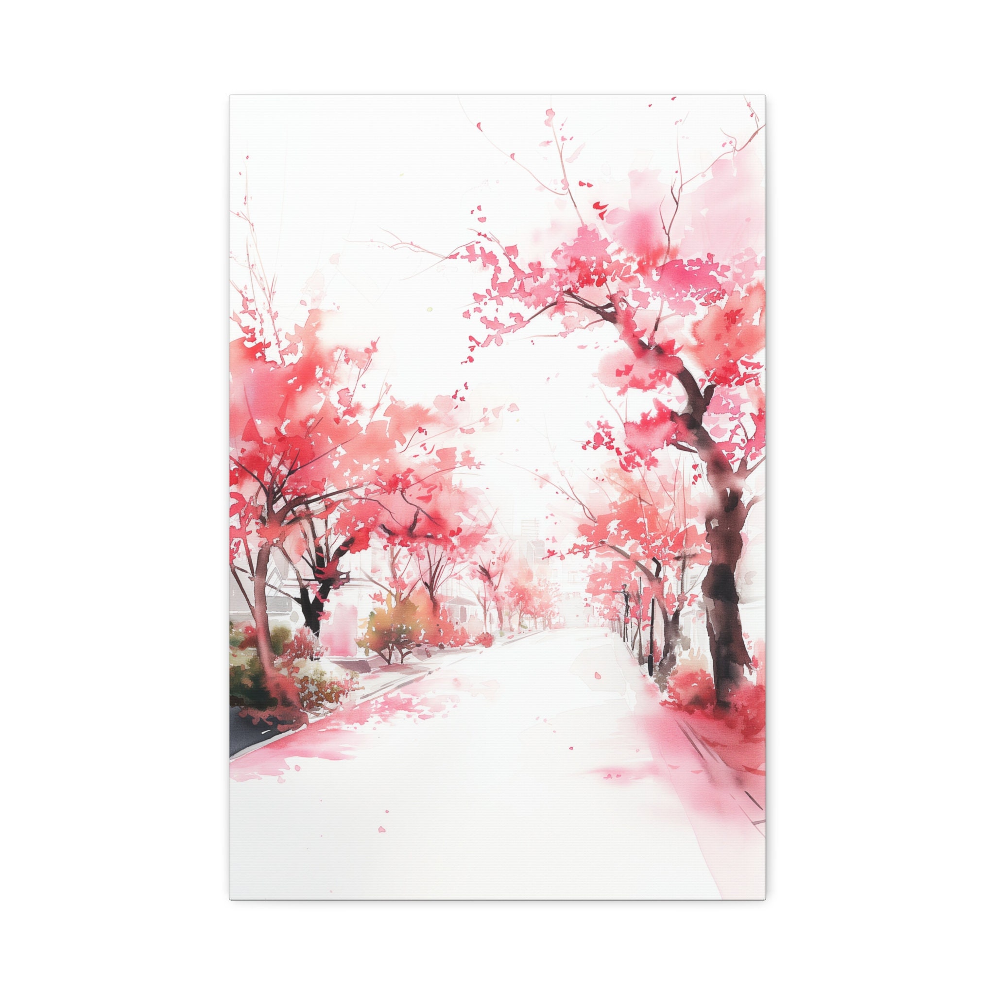 Anime Impressionism Tree-lined Street Watercolor Canvas Wall Art Pixiv ...