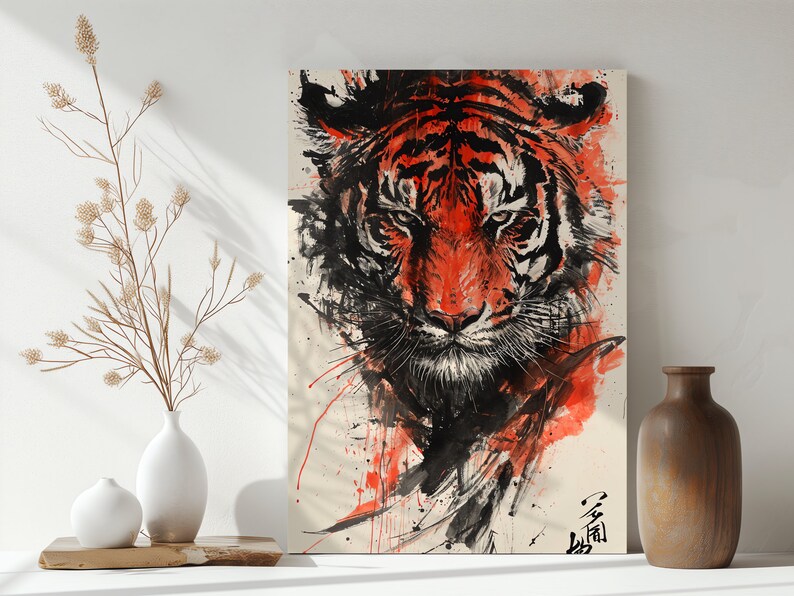 Close-up Tiger Airbrush Art Auto-destructive Canvas Sacred Animal ...